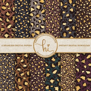 Leopard Print Digital Paper Neutral Gold Leopard Gold Foil - Etsy