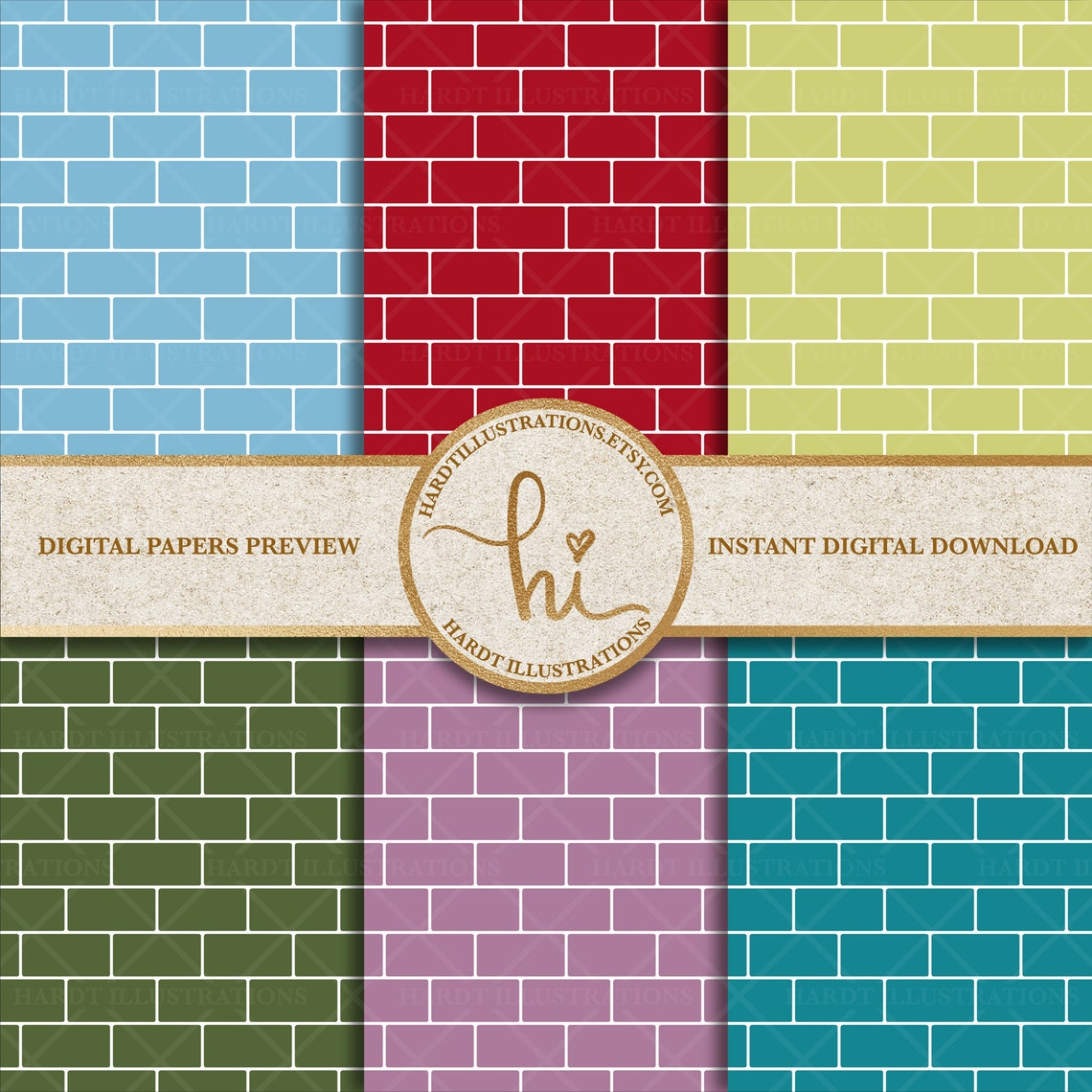 Colorful Subway Tile Digital Paper Floor Tile Textures | Etsy