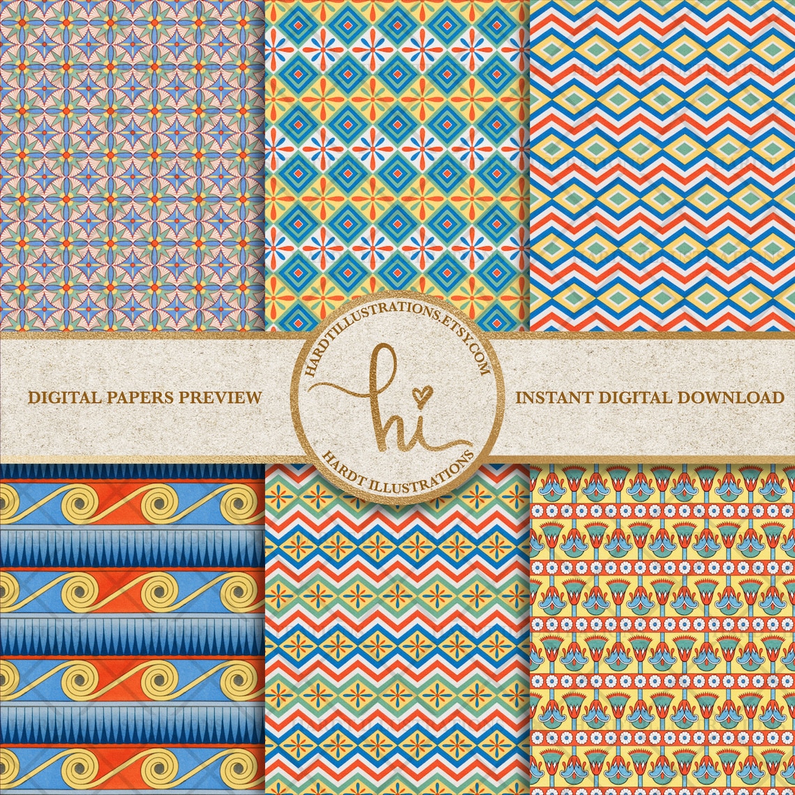 Ancient Egypt Digital Paper Set 4 Antique Egyptian Designs | Etsy
