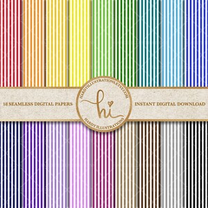 Stripes Digital Paper, Rainbow Candy Stripe Paper, Preppy Striped ...