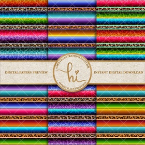 Leopard Serape Digital Paper, Mexican Blanket, Woven Fabric Print ...