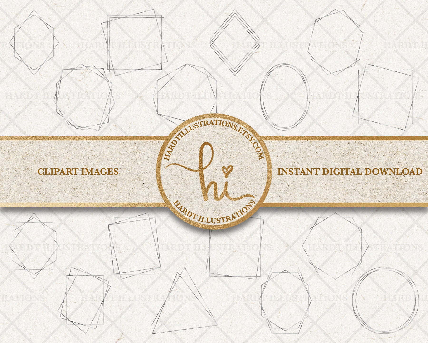 Silver Geometric Frame Clipart Polygonal Frames Clipart DIY - Etsy