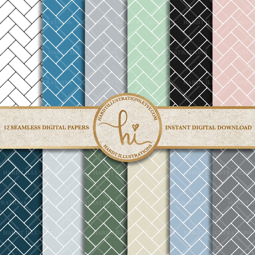 Subway Tile Digital Paper, Herringbone Tiles, Chevron Subway Tile, Wall ...