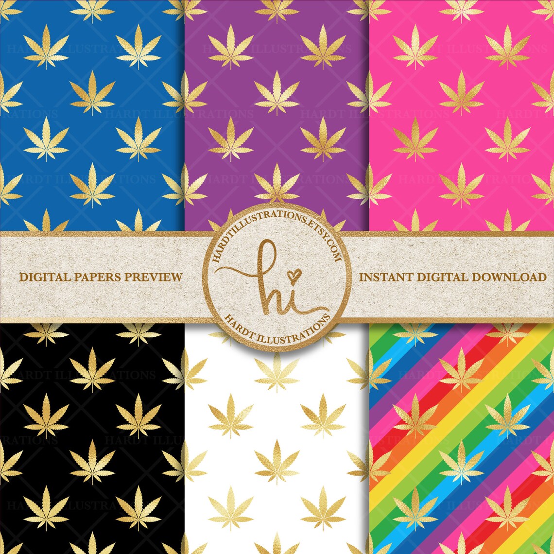 Rainbow Marijuana Digital Paper Colorful Cannabis Background | Etsy