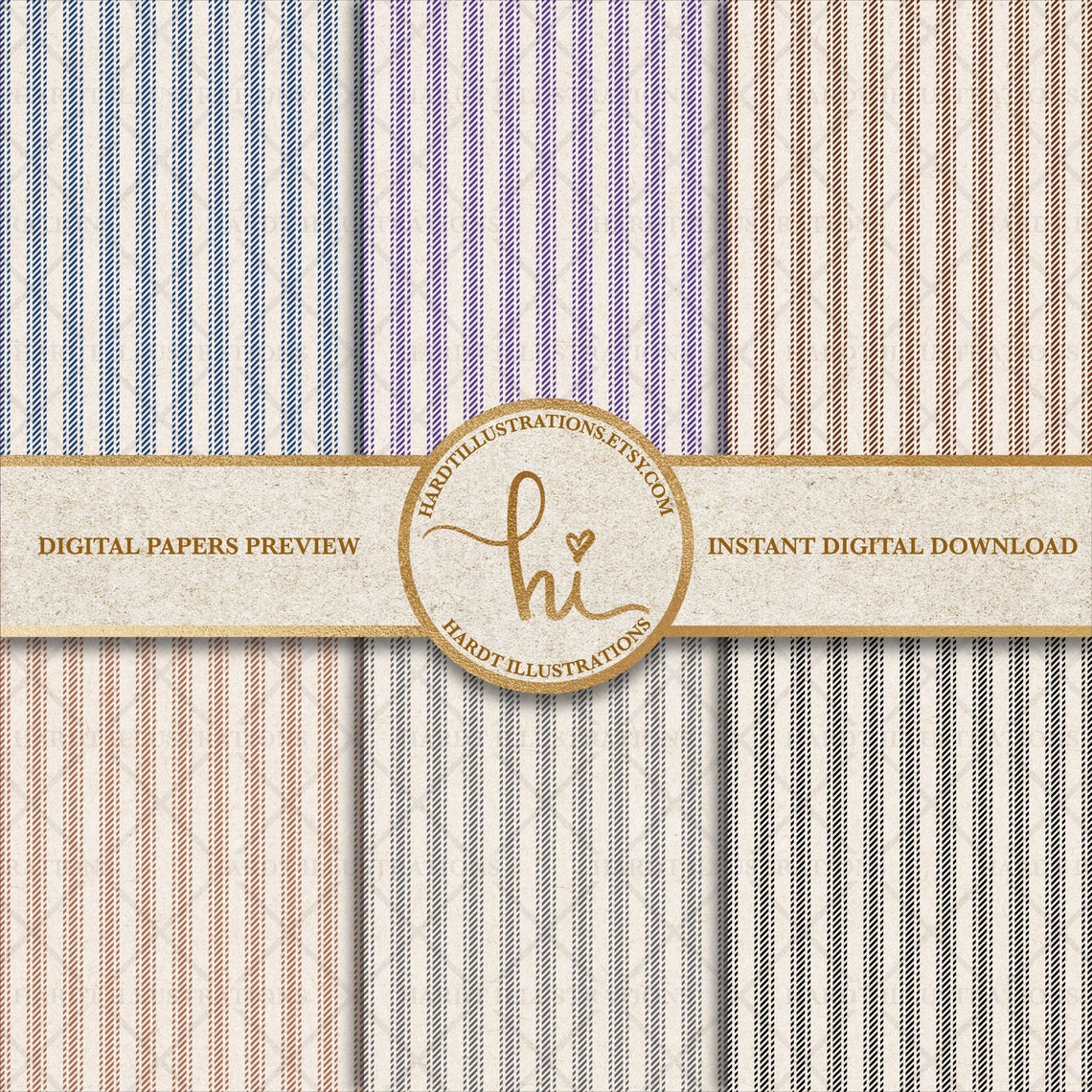 Ticking Stripes Digital Paper Ticking Fabric Digital Paper - Etsy