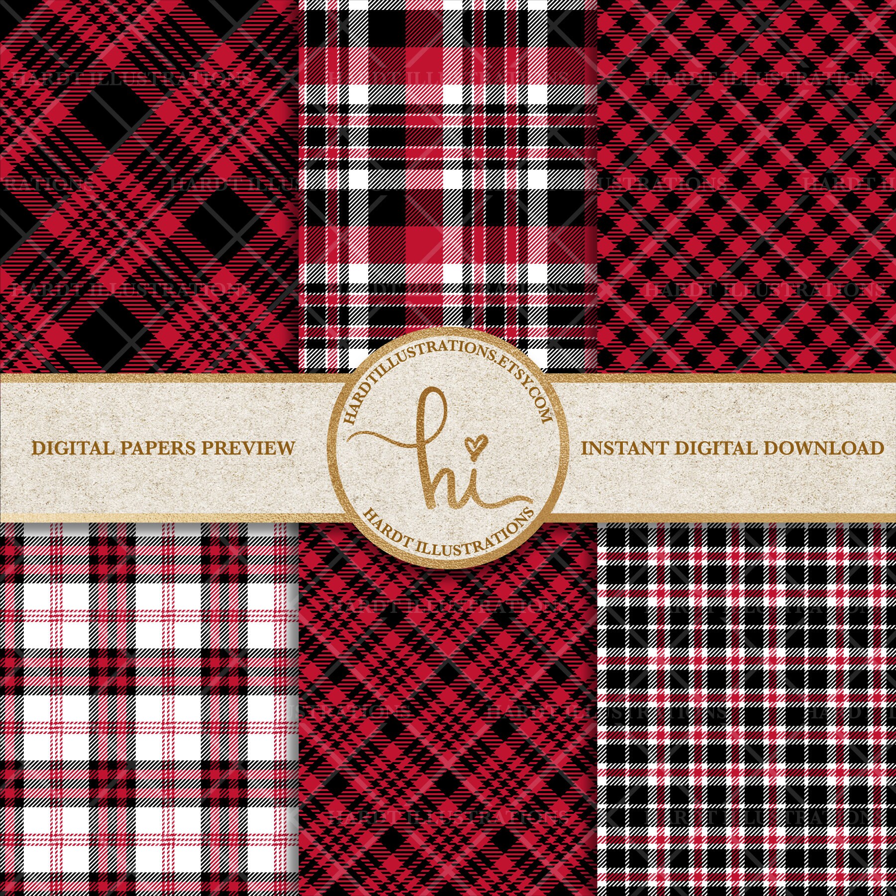 Red Plaid Digital Paper Valentine Checkered Plaid - Etsy