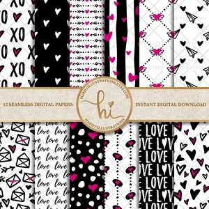Magenta Love Digital Paper, Valentine Digital Paper, Valentine's Day ...
