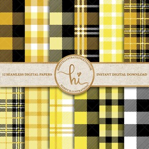 Yellow Buffalo Plaid Digital Paper, Buffalo Check Design, Lumberjack ...