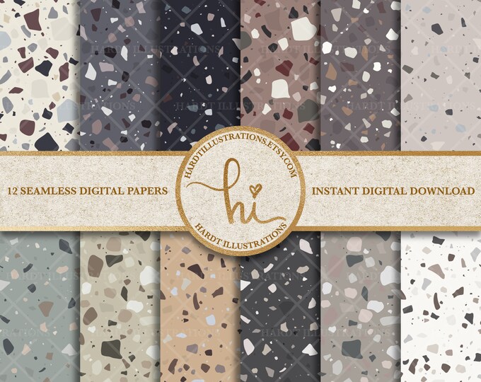Earthy Terrazzo Digital Paper, Terrazzo Textures, Terrazzo Patterns ...