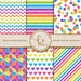 Bright Rainbow Digital Paper, Colorful Rainbow Pattern, Geometric ...