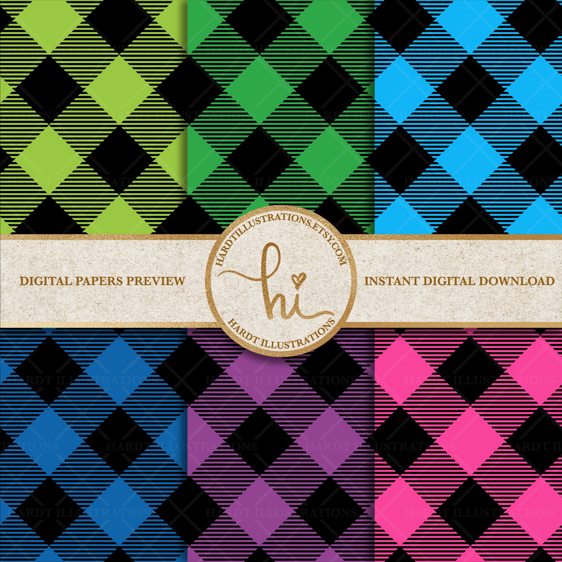 Buffalo Plaid Digital Paper Buffalo Check Design Rainbow - Etsy