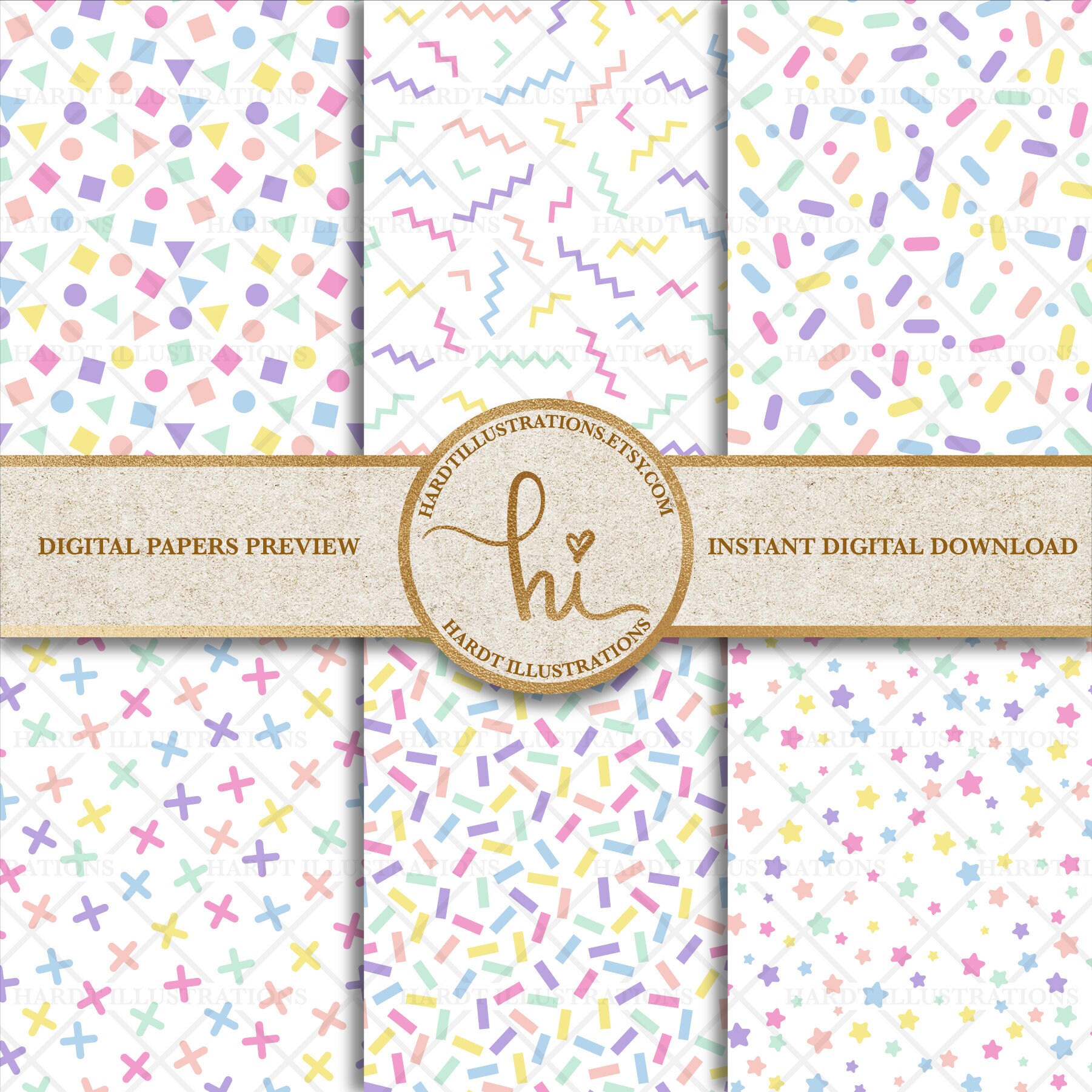 Pastel Rainbow Confetti Digital Paper Confetti Background - Etsy