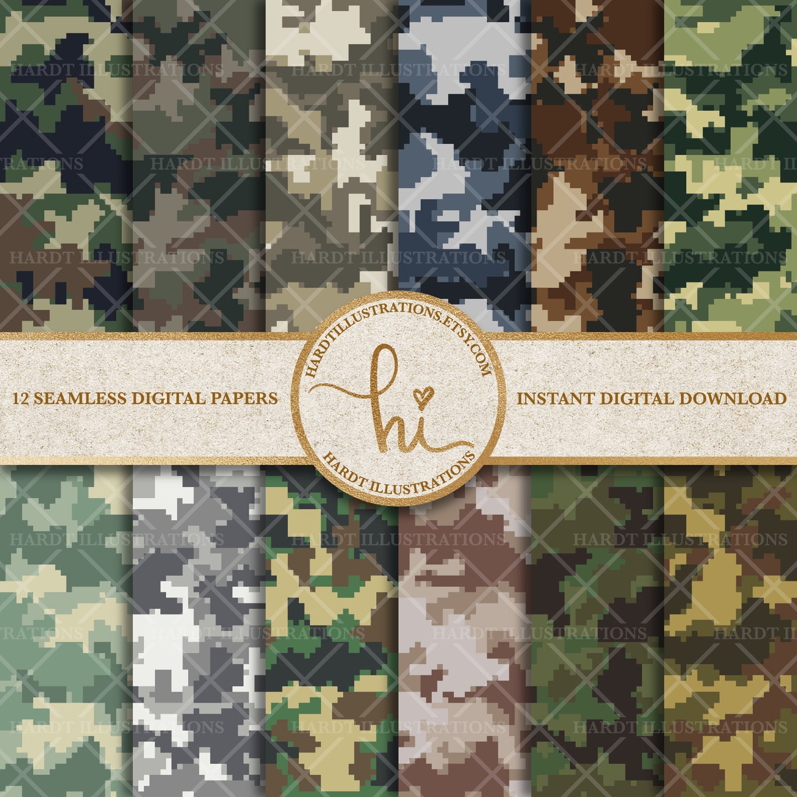 Pixelated Camouflage Digital Paper Modern Camo Digital Paper | Etsy