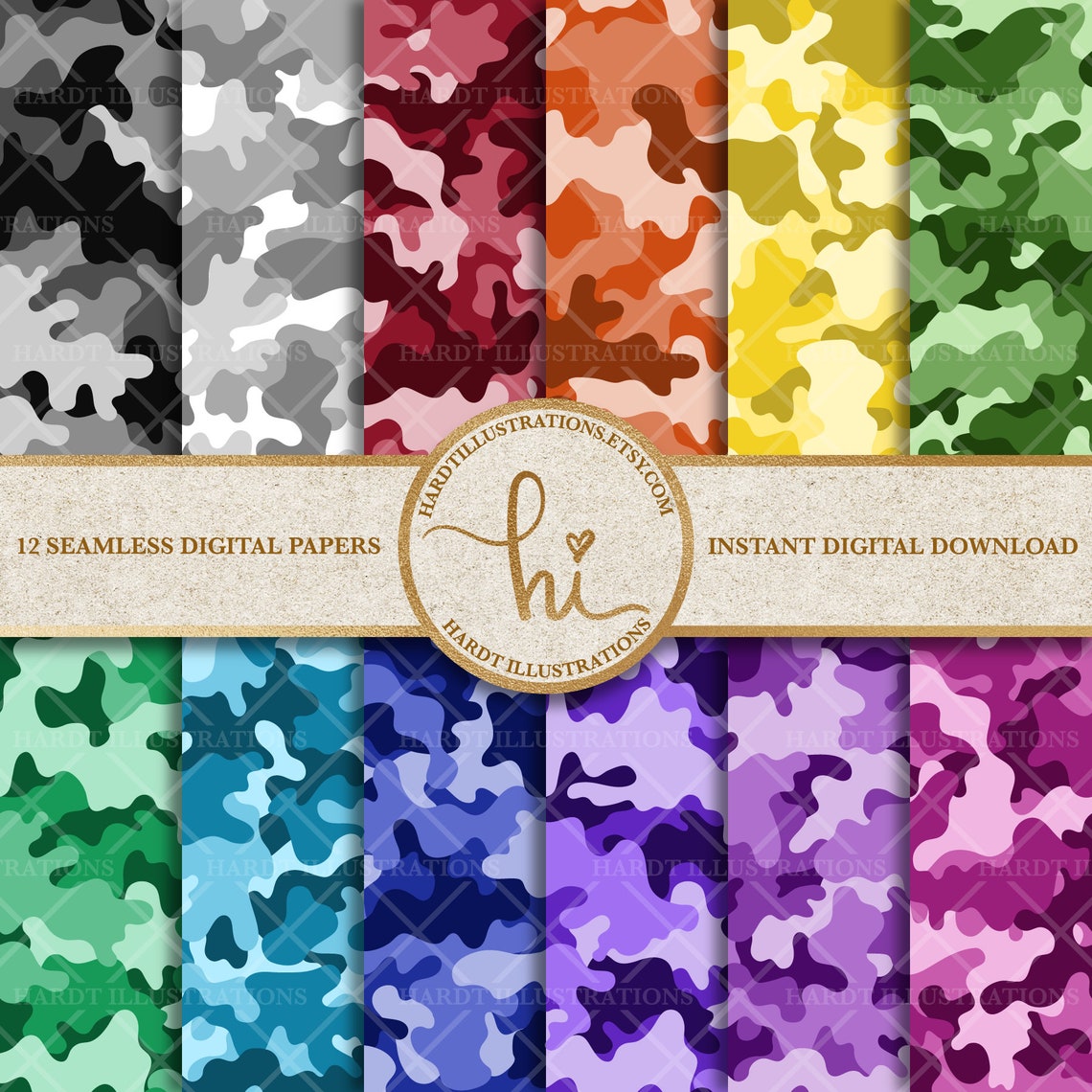 Camouflage Digital Paper Camo Digital Paper Bright Rainbow | Etsy