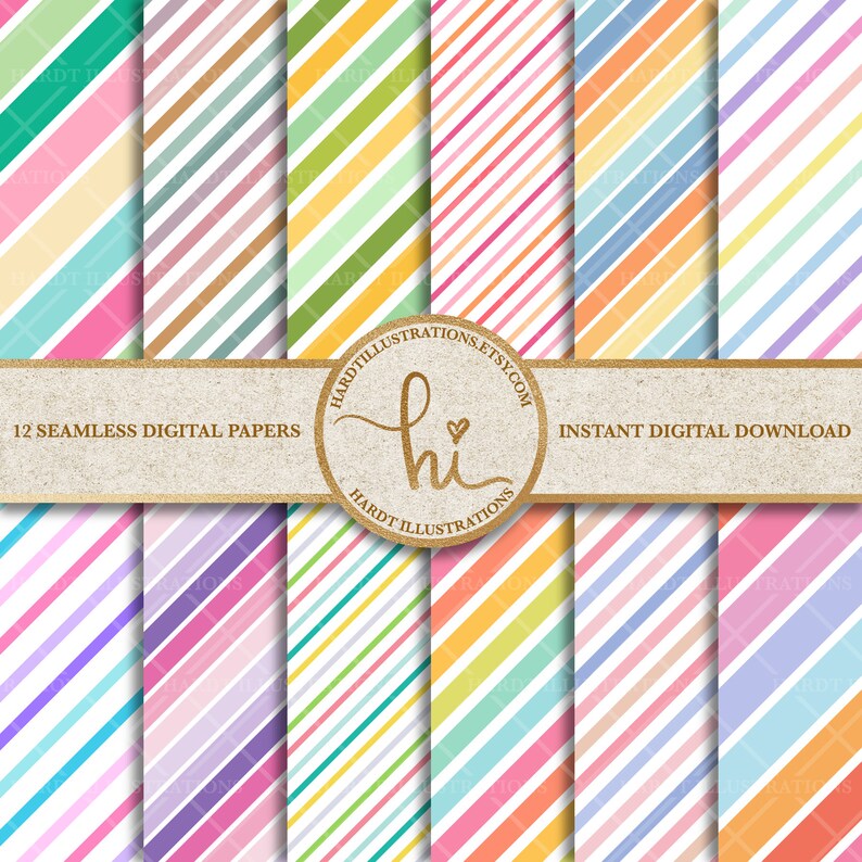 Pastel Stripe Digital Paper Rainbow Candy Stripes Design - Etsy