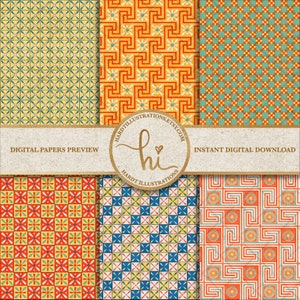 Ancient Egypt Digital Paper Set 1, Antique Egyptian Designs, Colorful ...