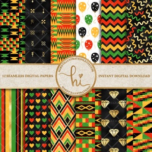 Kwanzaa Digital Paper, Africa Digital Paper, African Kente Cloth ...