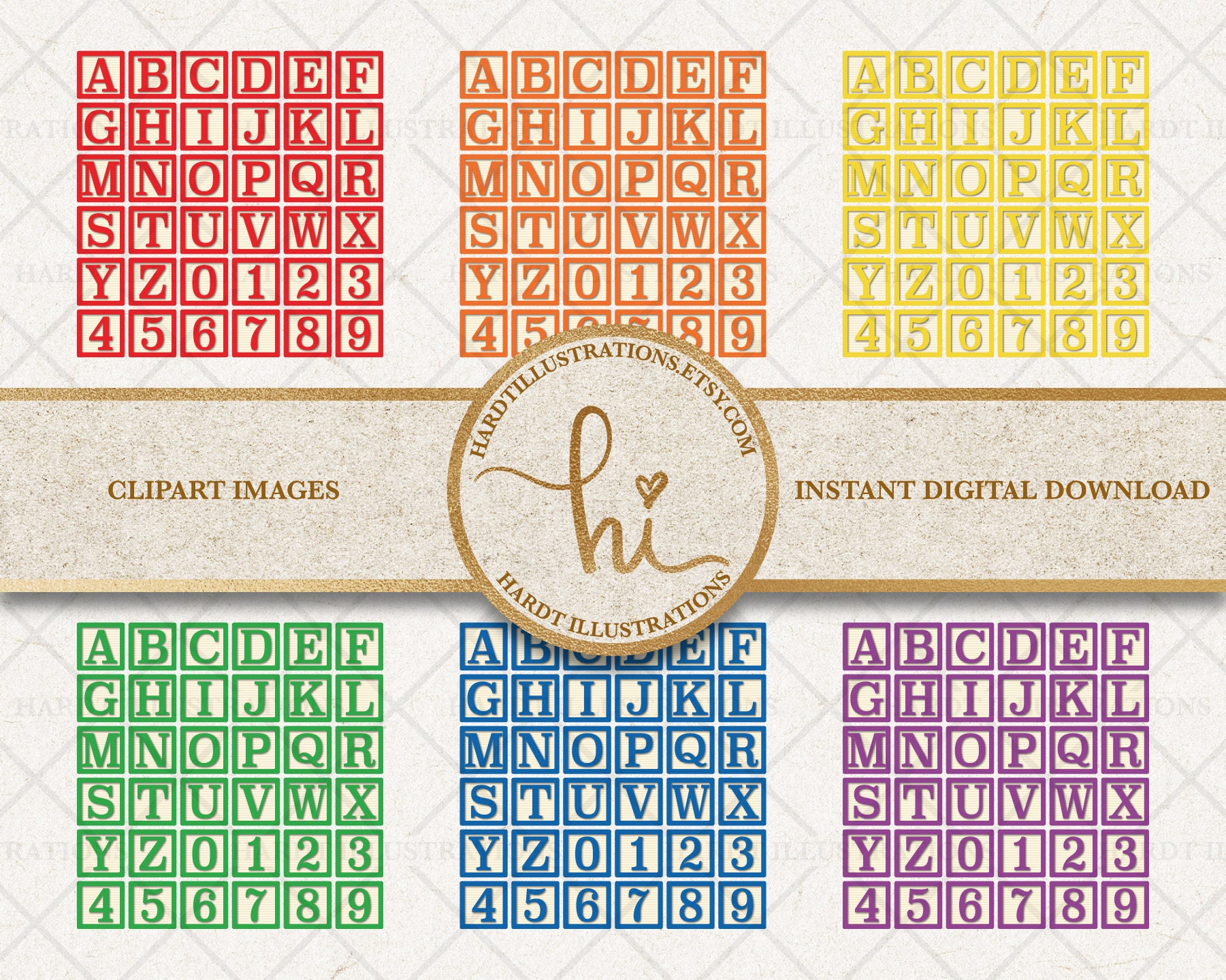 Rainbow Alphabet Blocks Clipart Alphabet Clip Art ABC - Etsy