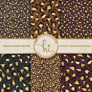 Leopard Print Digital Paper Neutral Gold Leopard Gold Foil - Etsy
