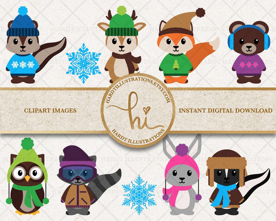 Winter Woodland Clipart Woodland Animals Clipart Woodland - Etsy