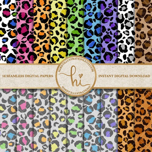Leopard Print Digital Paper Pastel Rainbow Spots Tropical - Etsy
