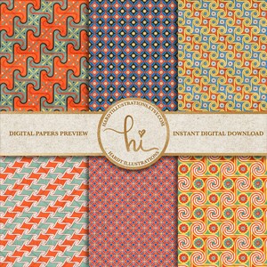 Ancient Egypt Digital Paper Set 3, Antique Egyptian Designs, Colorful ...