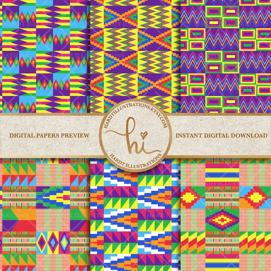 Colorful Kente Digital Paper African Kente Cloth Woven | Etsy