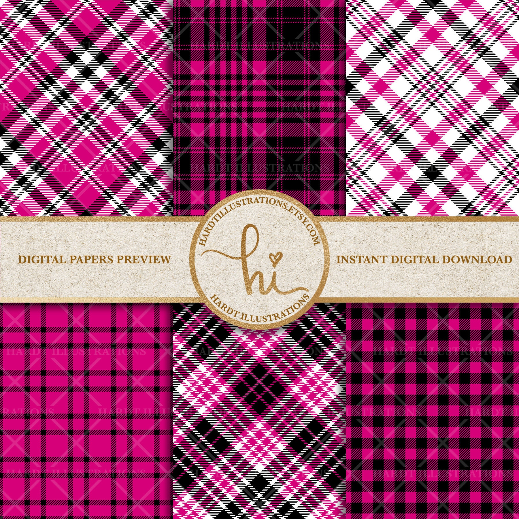 Magenta Plaid Digital Paper Valentine Checkered Plaid - Etsy Israel