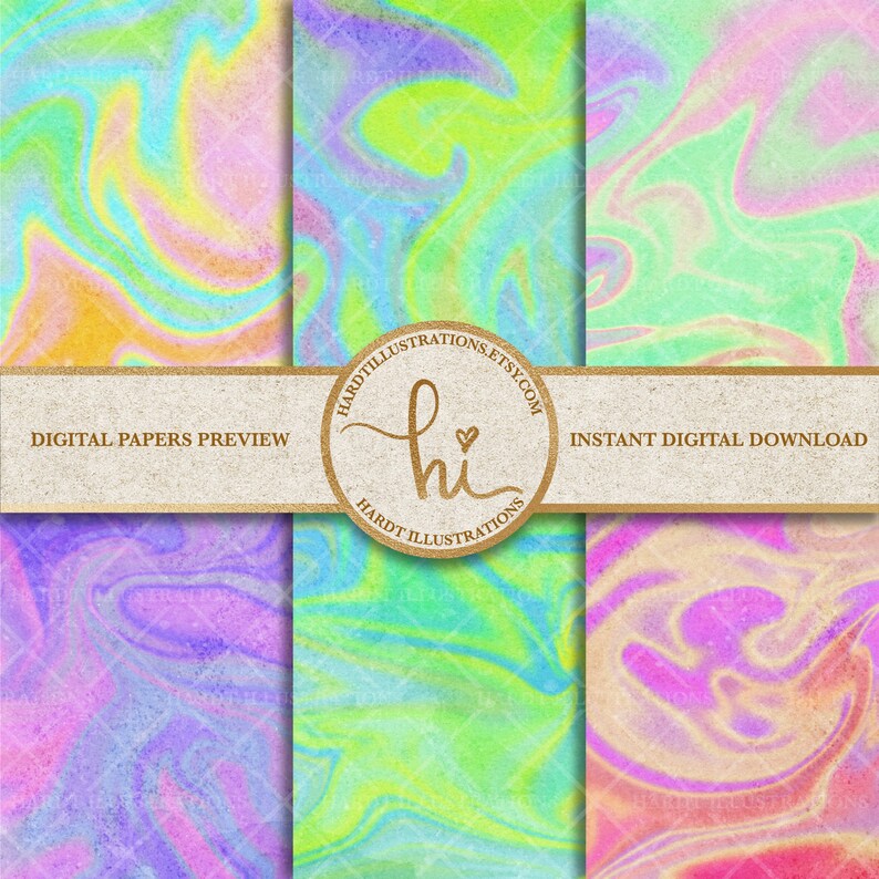 Tropical Rainbow Swirls Watercolor Digital Paper Abstract - Etsy