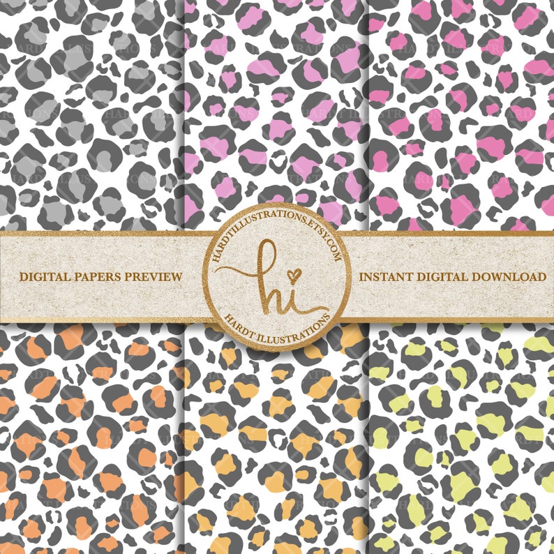 Leopard Print Digital Paper Pastel Rainbow Spots Tropical - Etsy