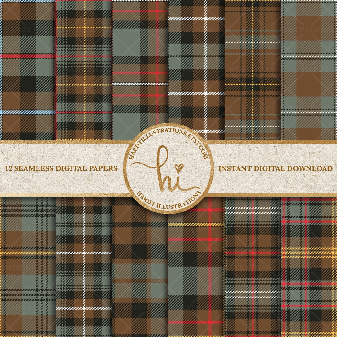 Weathered Tartan Digital Paper, Plaid Check Pattern, Scottish Clan ...