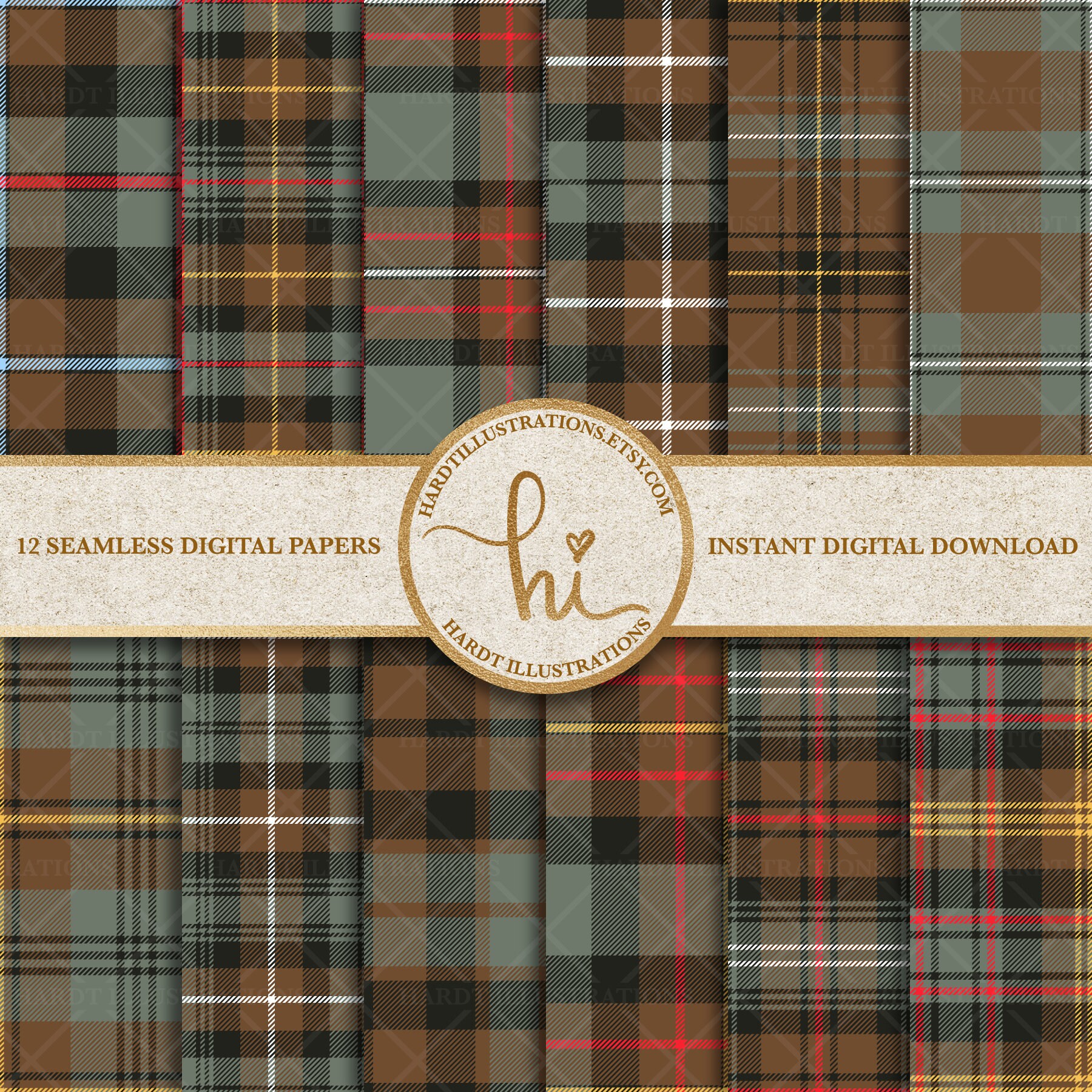 Weathered Tartan Digital Paper Plaid Check Pattern Scottish - Etsy