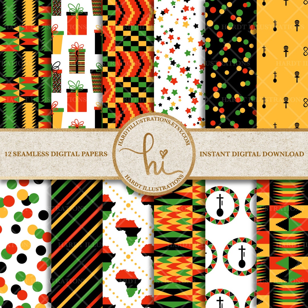 Kwanzaa Digital Paper, Printable African Kente Cloth, Kwanzaa ...
