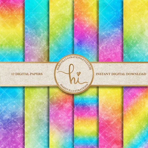 Bright Rainbow Gradient Digital Paper Ombre Gradient Digital - Etsy