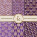 Purple & Gold Foil Damask Digital Paper, Vintage Violet Background ...