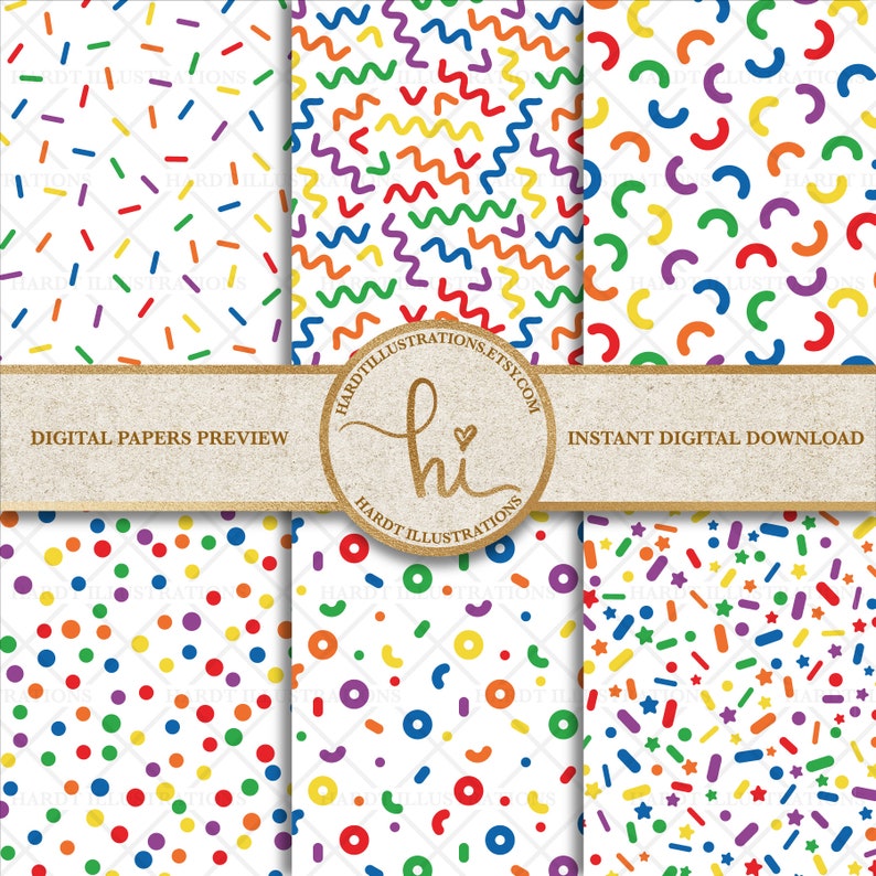 Rainbow Confetti Digital Paper Confetti Background Birthday - Etsy