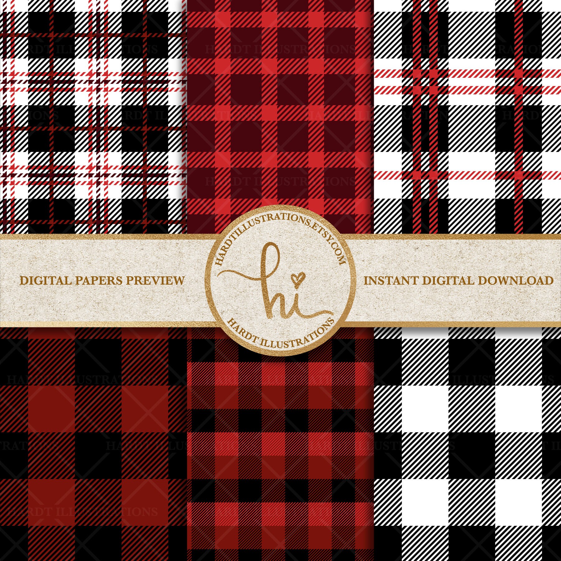 Red Buffalo Plaid Digital Paper Buffalo Check Design | Etsy