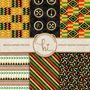Kwanzaa Digital Paper, Africa Digital Paper, African Kente Cloth ...