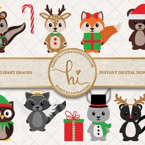 Christmas Woodland Clipart, Woodland Animals Clipart, Winter Woodland ...