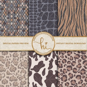 Neutral Animal Print Digital Paper, Safari Digital Paper, Zoo Animals ...