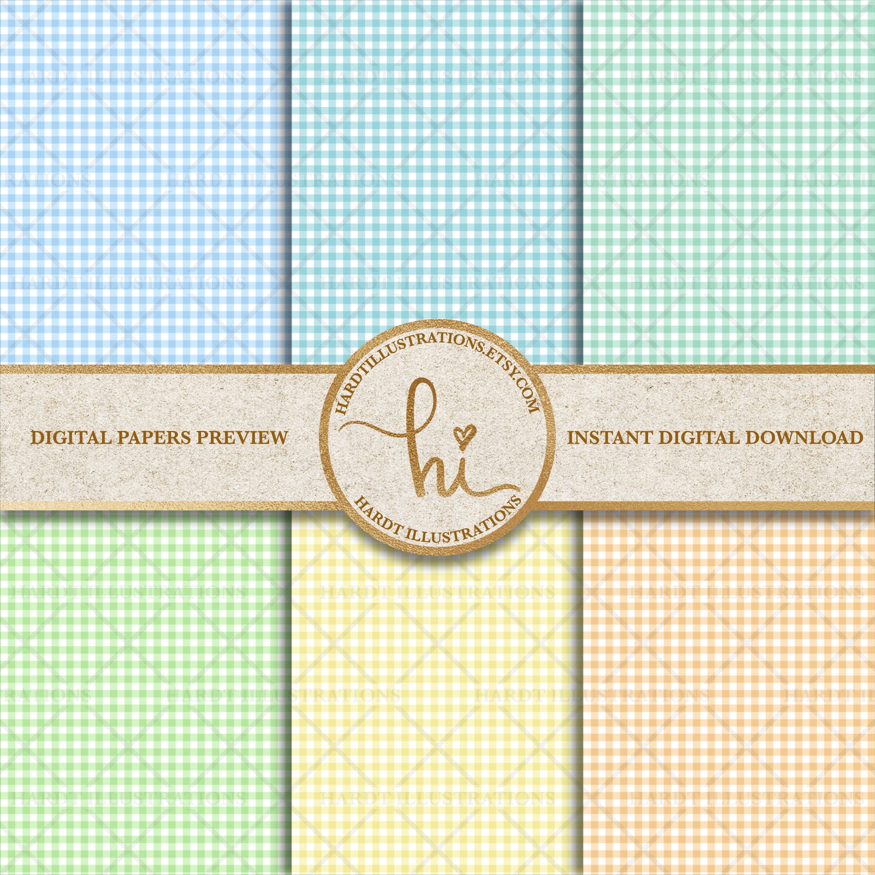 Pastel Gingham Digital Paper Rainbow Gingham Fabric Design | Etsy