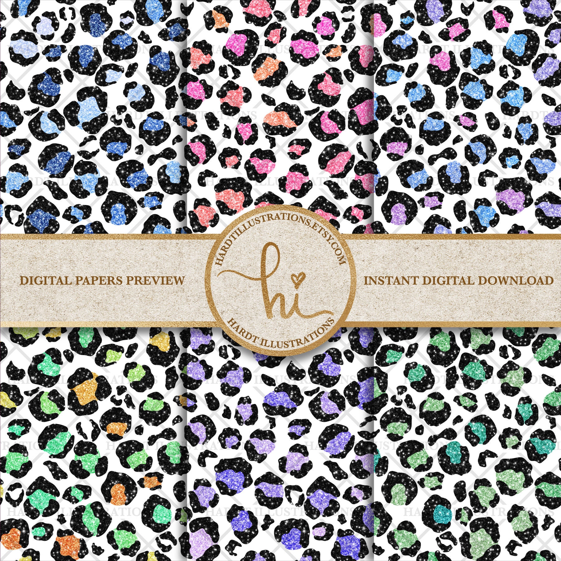Glitter Leopard Print Digital Paper Rainbow Leopard Print - Etsy