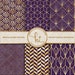 Purple & Gold Foil Art Deco Digital Paper, Geometric Design, Vintage ...