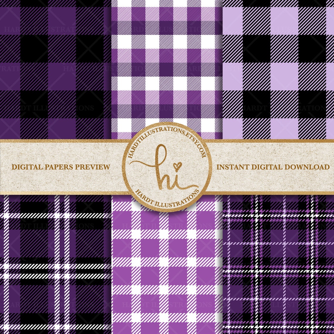 Purple Buffalo Plaid Digital Paper Buffalo Check Design | Etsy