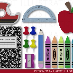 School Digital Stamp Pack Back to School Clipart / School | Etsy