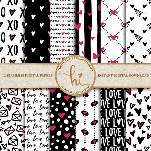 Valentine's Day Digital Paper Love Scrapbook Paper - Etsy