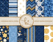 Hanukkah Digital Paper Jewish Digital Paper Star of David - Etsy