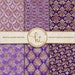 Purple & Gold Foil Damask Digital Paper, Vintage Violet Background ...