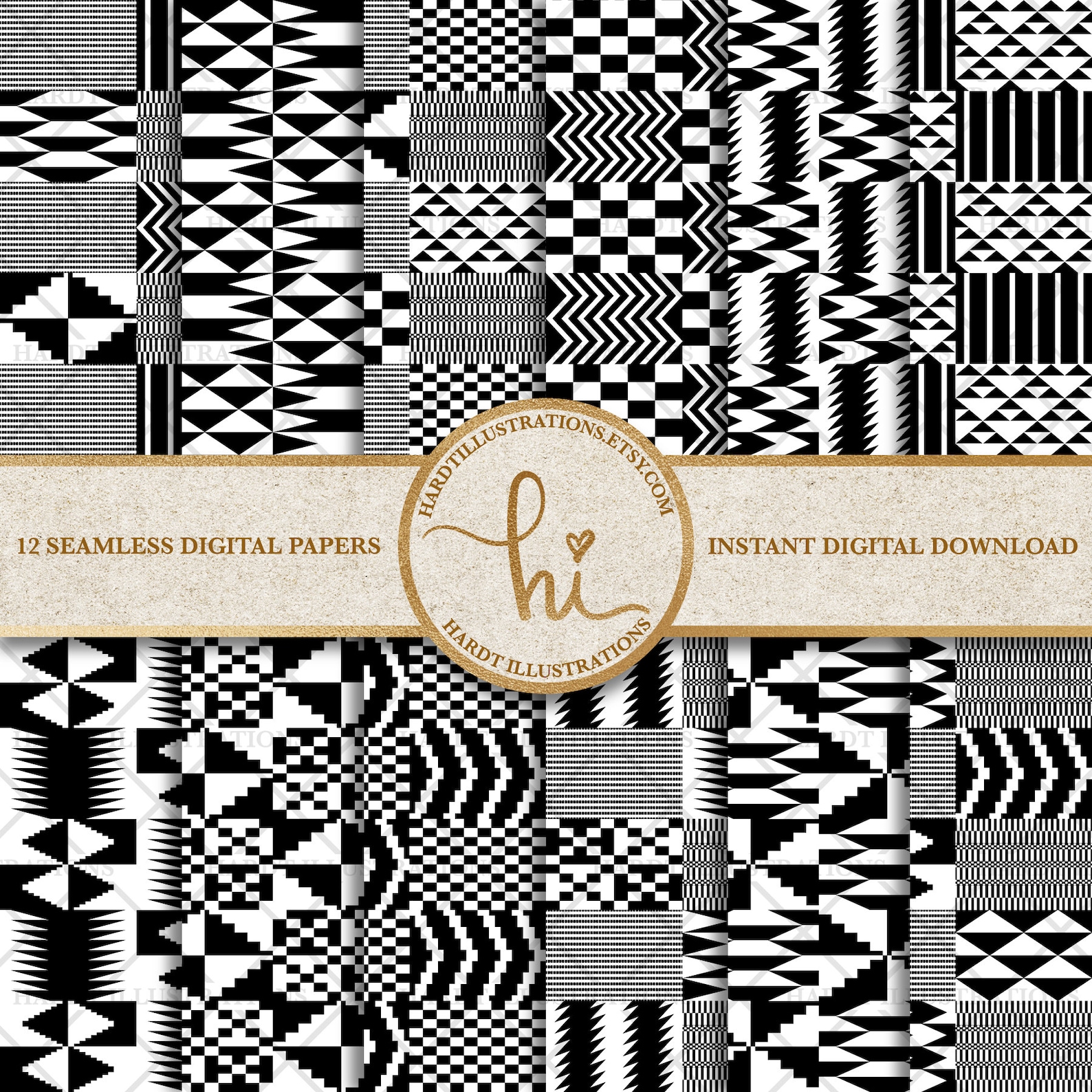 Black and White Kente Digital Paper African Kente Cloth - Etsy