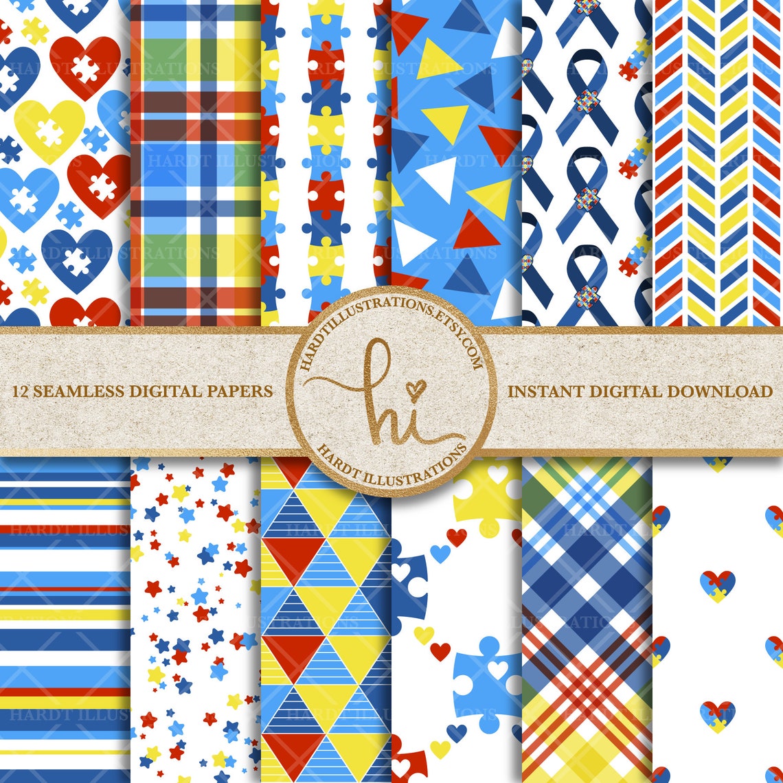 Autism Digital Paper Autism Awareness Day World Autism - Etsy